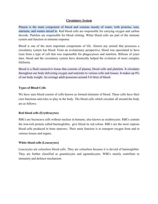 Blood Circulatory System in Human Body. docx | DOCX | Blood Disorders ...