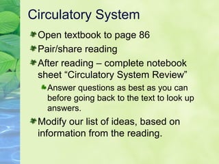 Circulatory System 1-1A | PPT