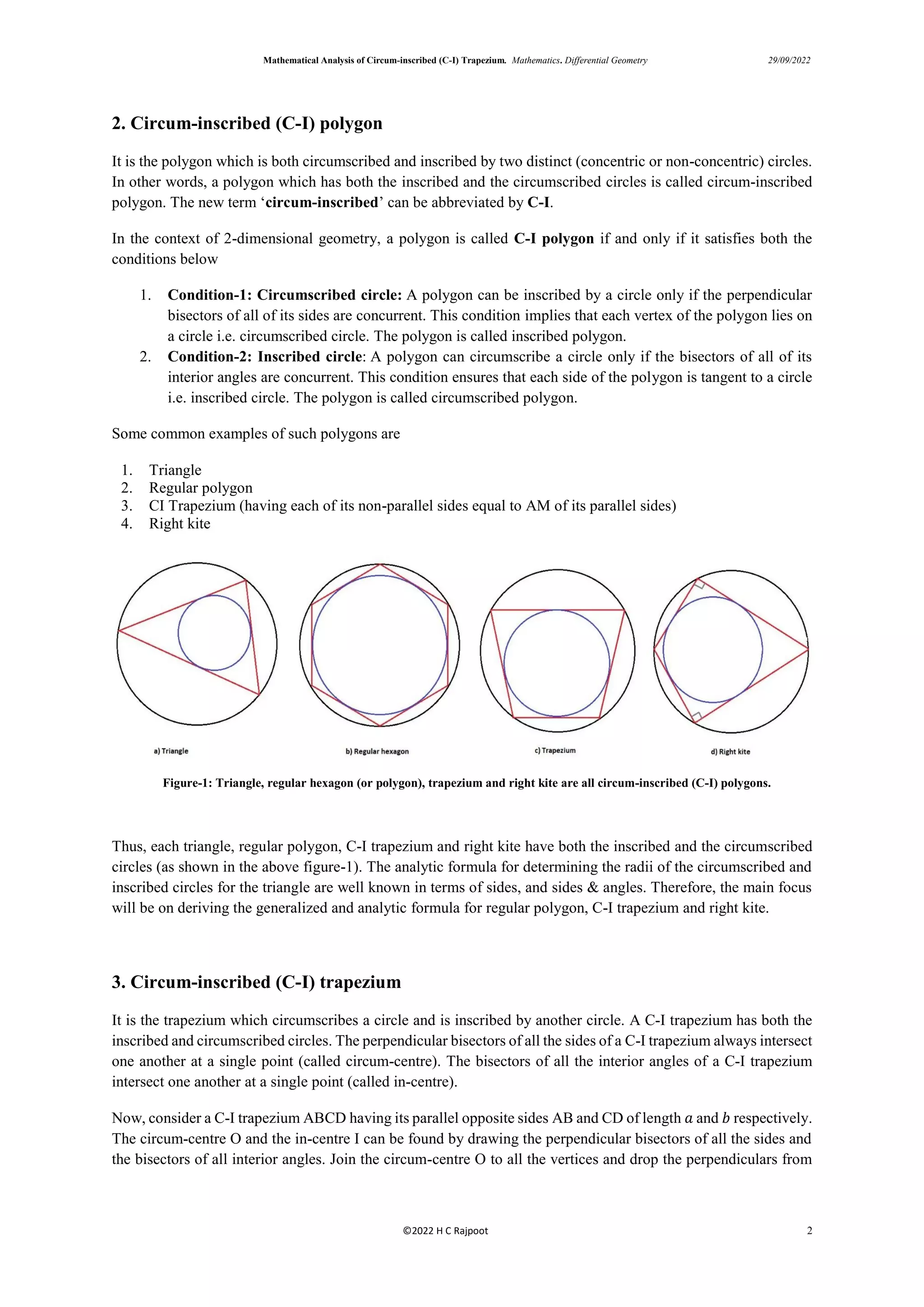 Mathematical Analysis of Circum-inscribed (C-I) Trapezium | PDF | Drawing and Sketching | Arts ...