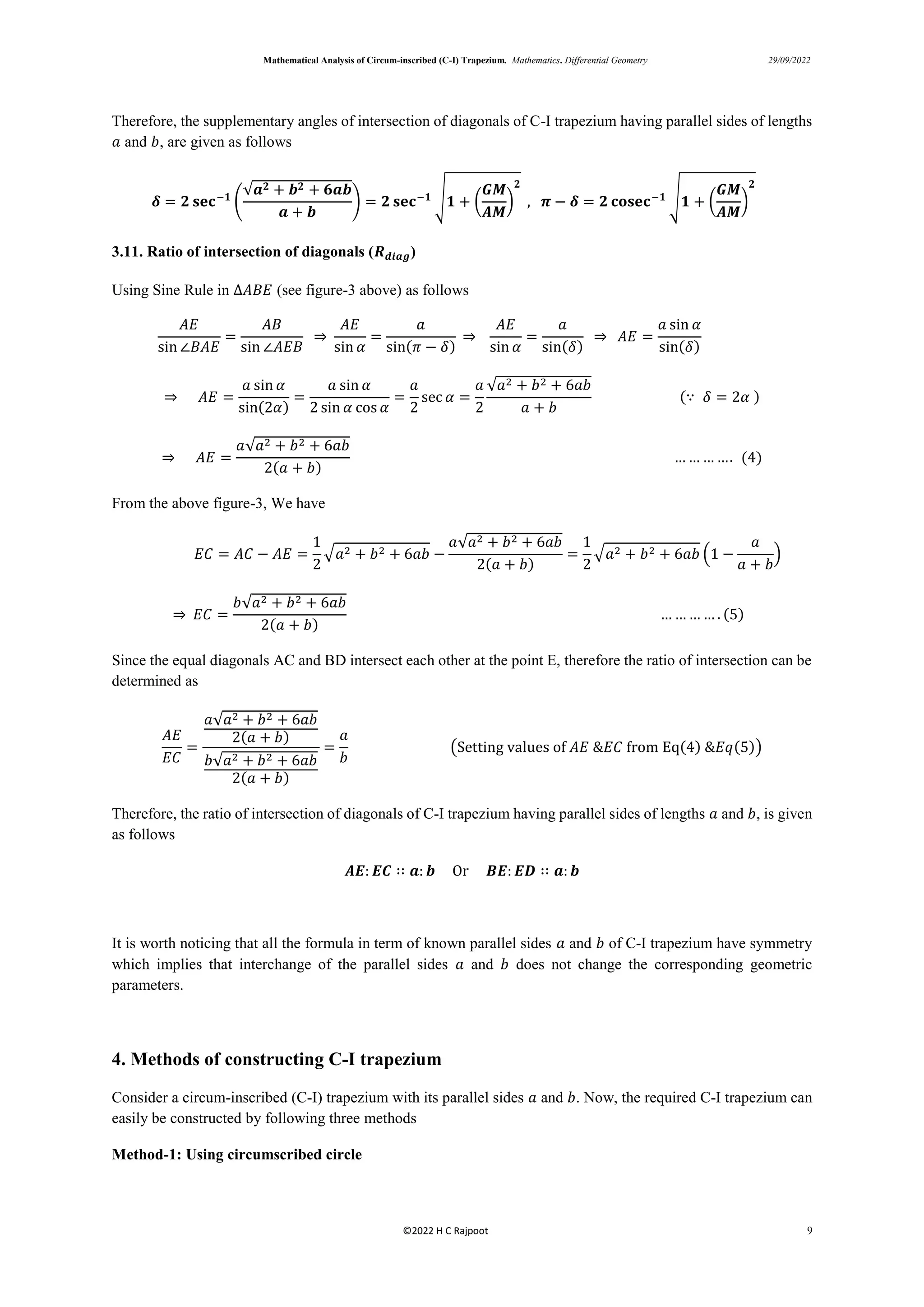 Mathematical Analysis of Circum-inscribed (C-I) Trapezium | PDF ...