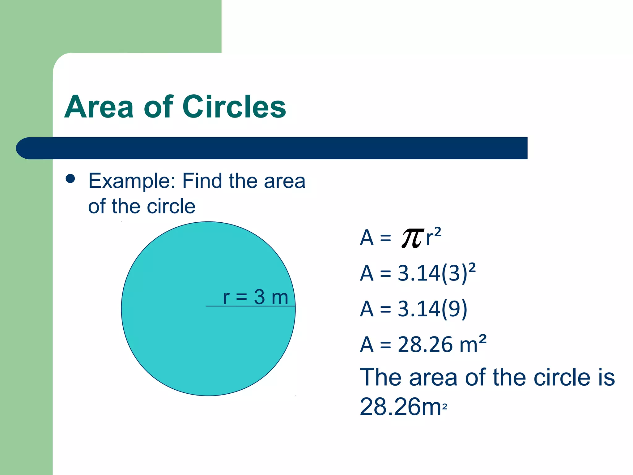 Circumference and area of cirlce | PPT