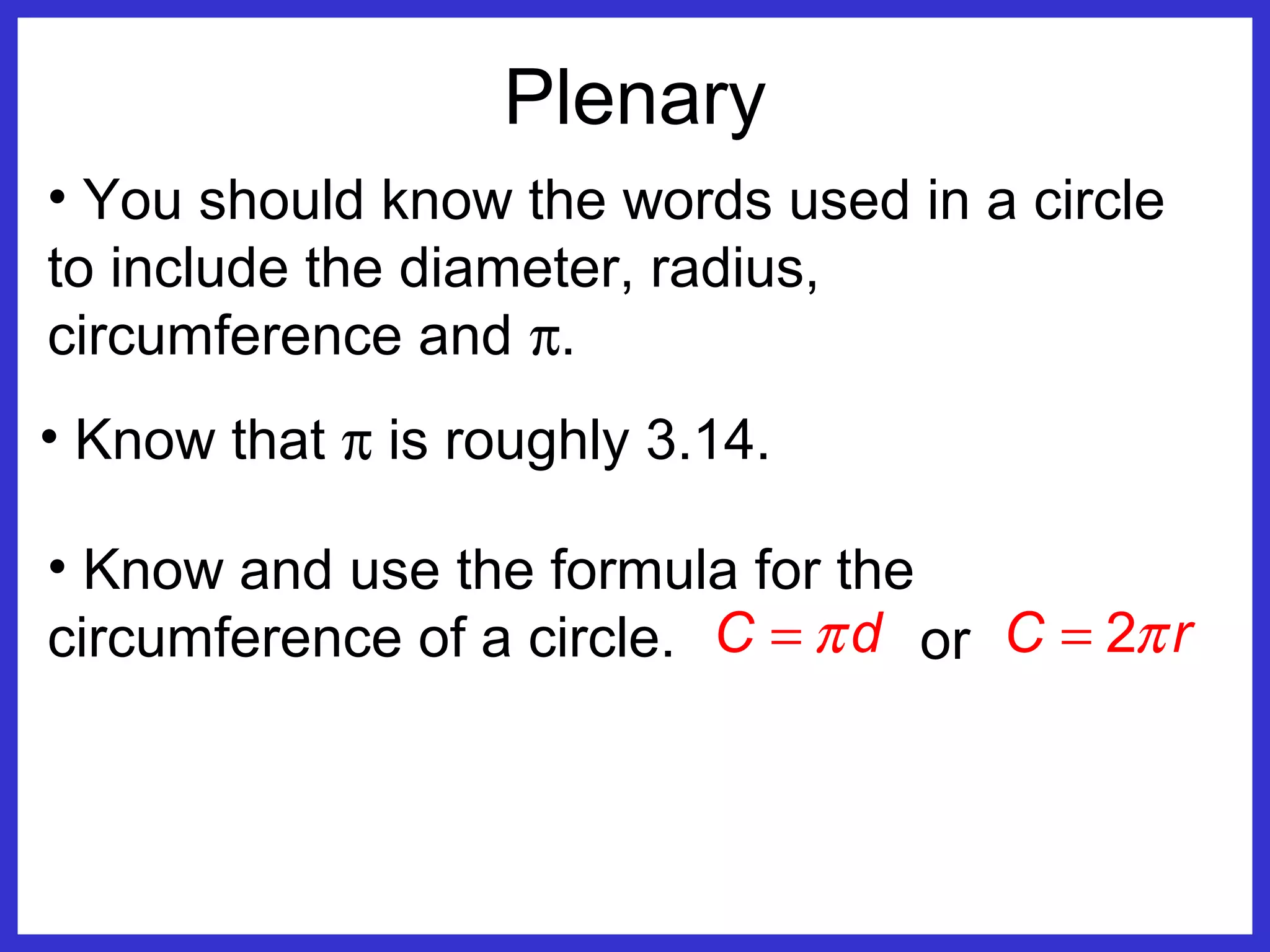 Circumference of a circle | PPT