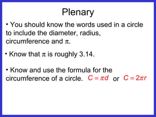 Circumference of a circle | PPT