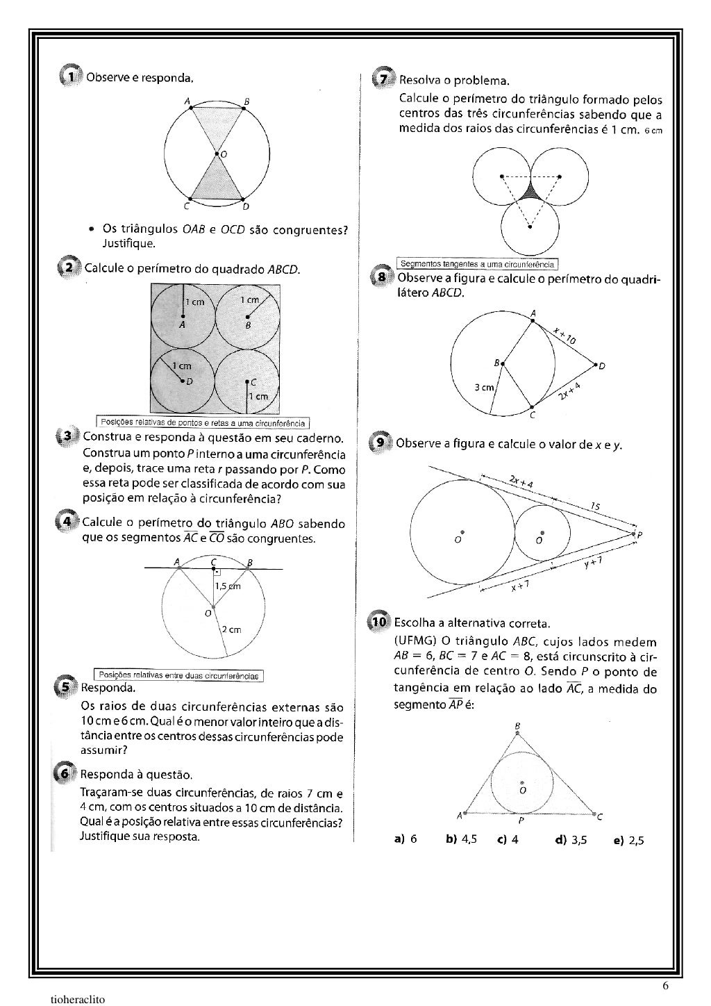 Exercicios De Circulo E Circunferencia - FDPLEARN