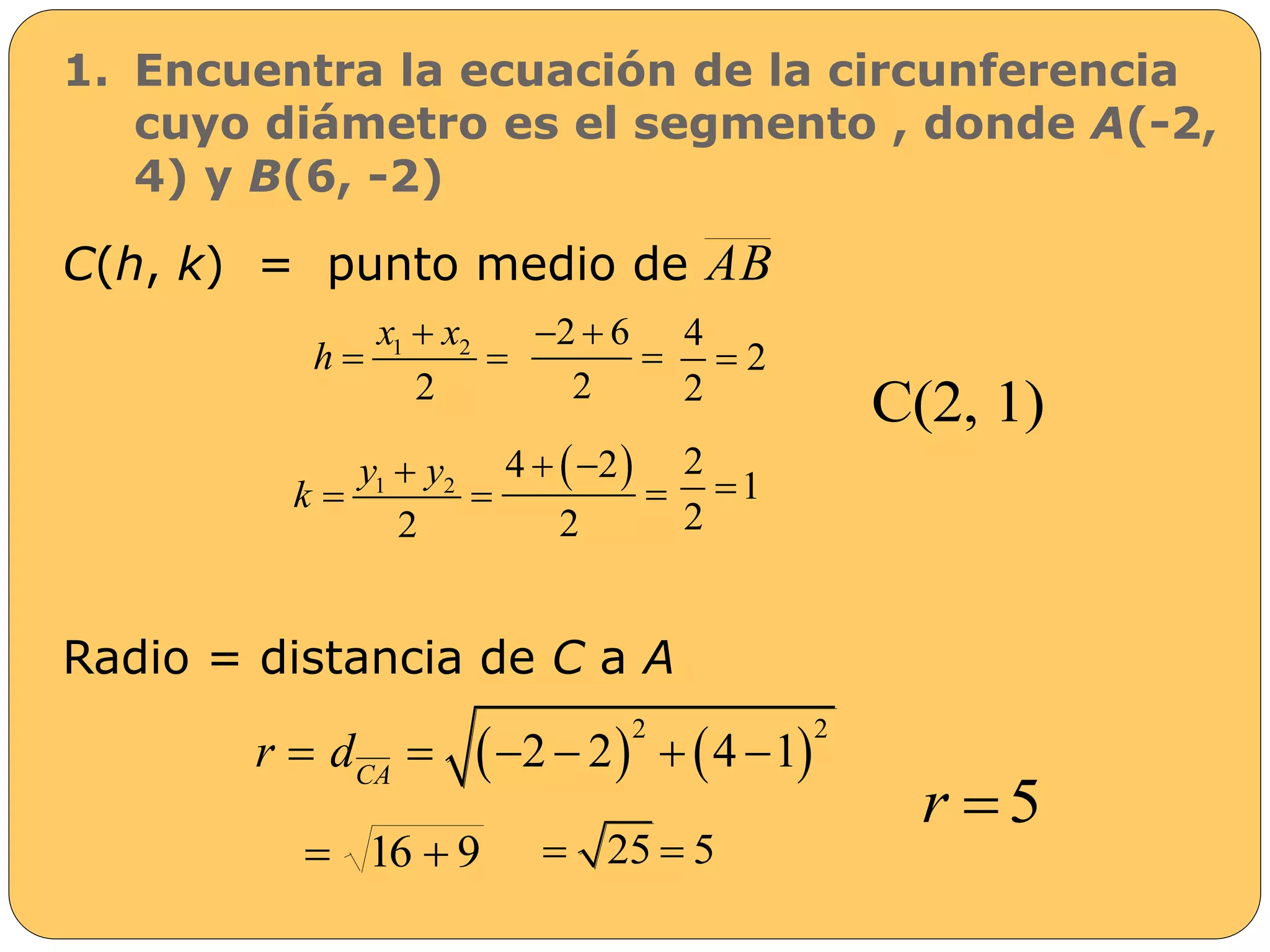 Circunferencia parabola resueltos | PPTX