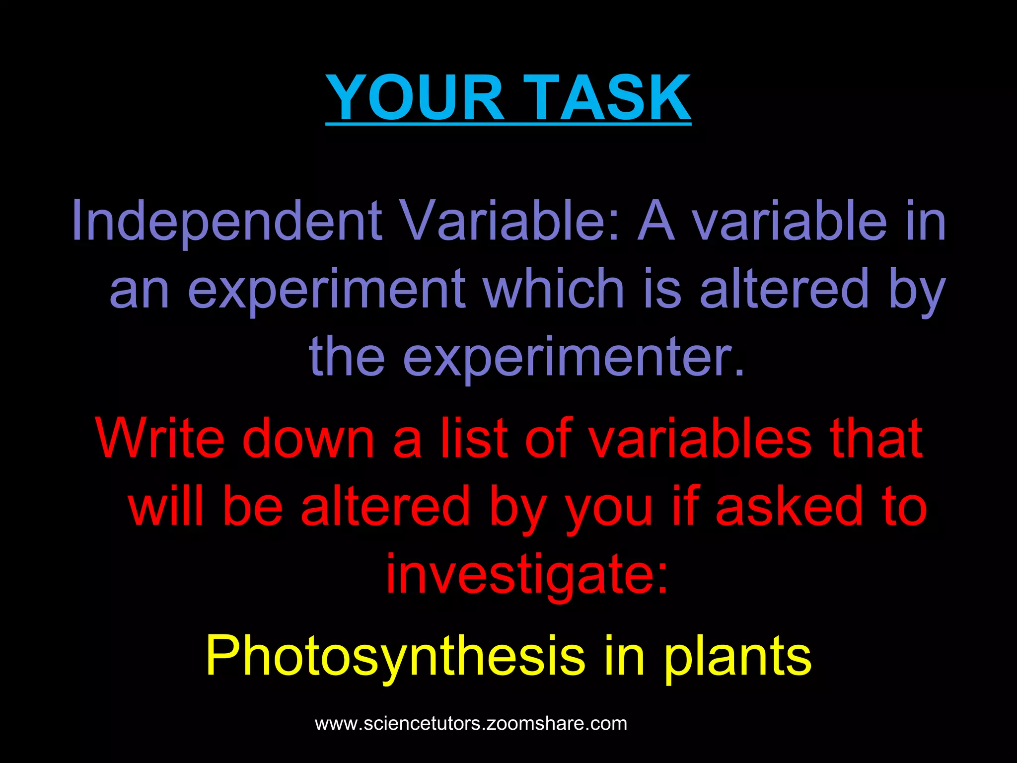 DEPENDENT & INDEPENDENT VARIABLES | PPT