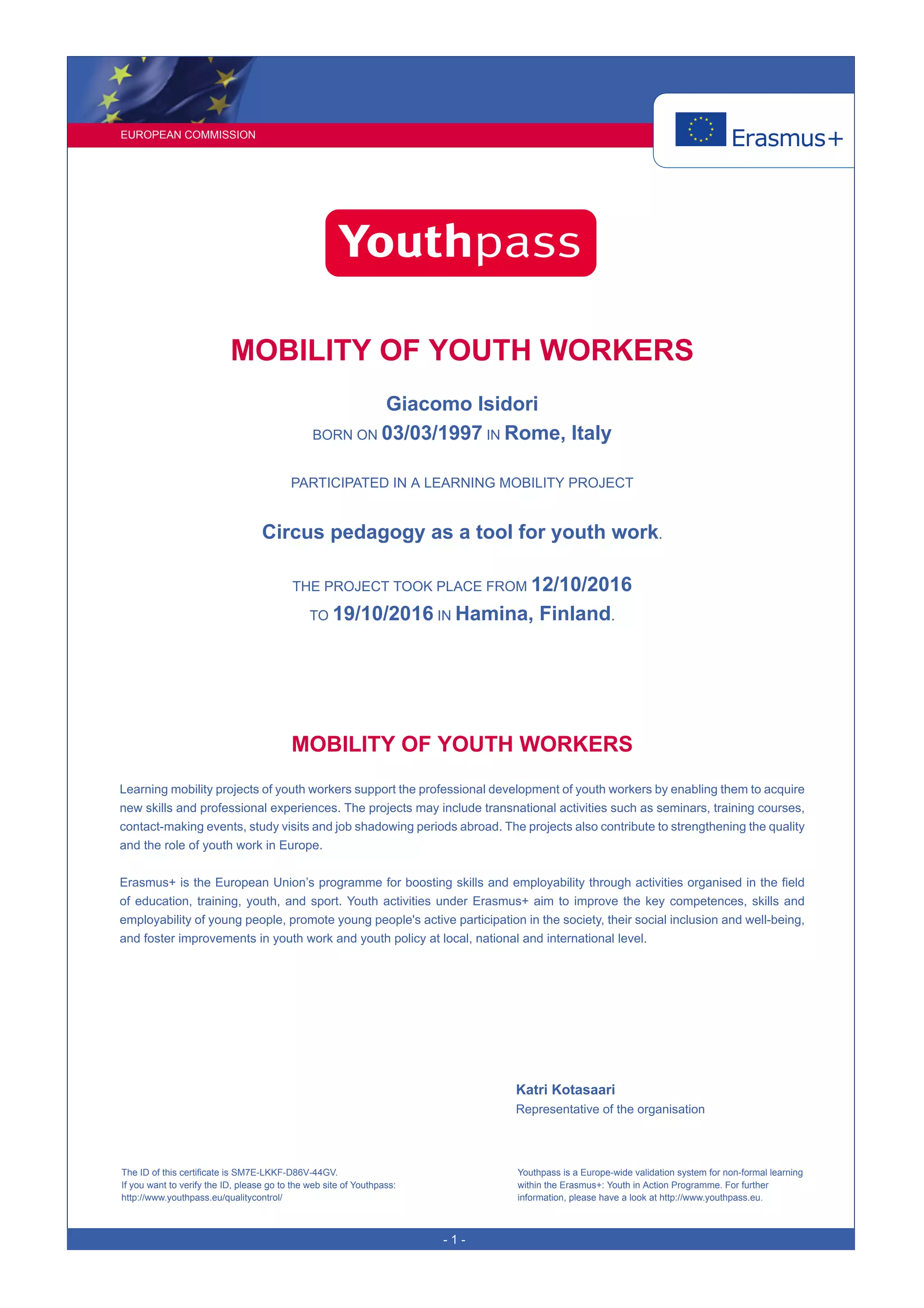 Circus pedagogy - Youthpass | PDF