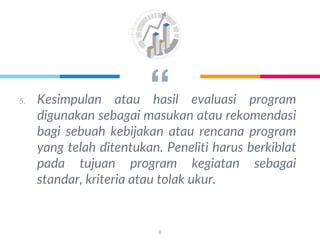 Ciri-ciri dan Komponen Evaluasi Program | PPTX
