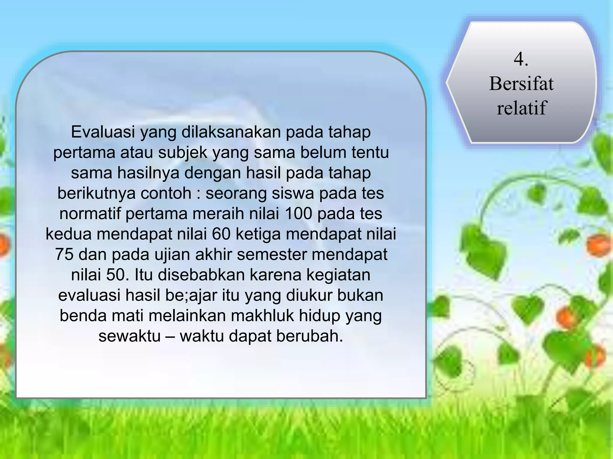 Ciri ciri evaluasi hasil belajar | PPTX