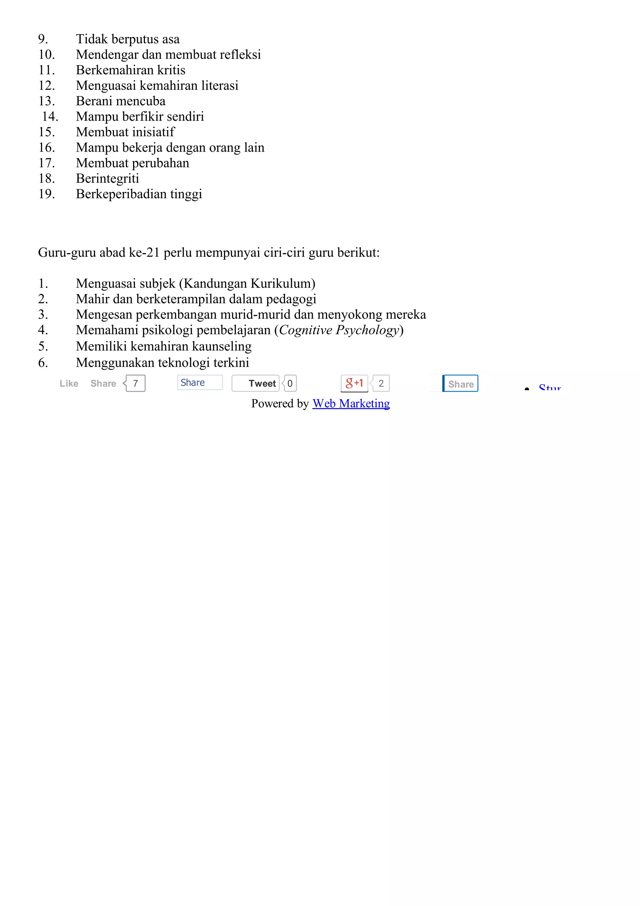 Ciri ciri kemahiran pembelajaran abad ke-21 | PDF