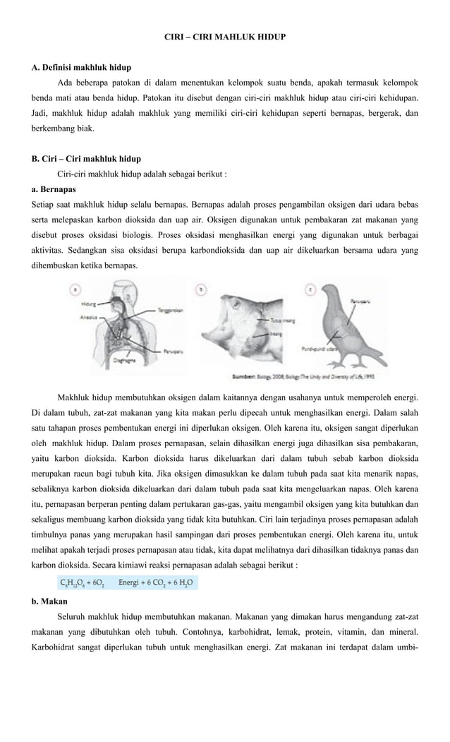 Ciri ciri mahluk hidup | PDF