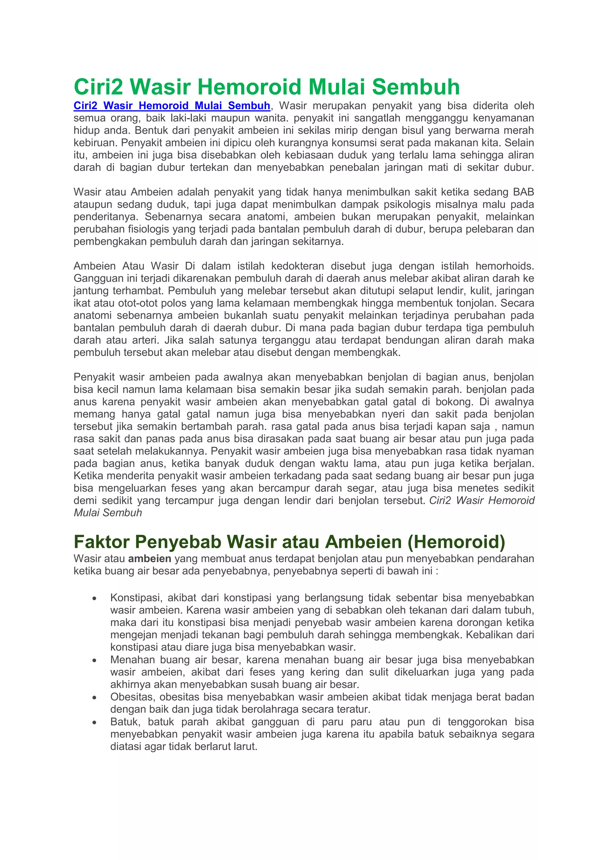 Ciri2 wasir hemoroid mulai sembuh | PDF