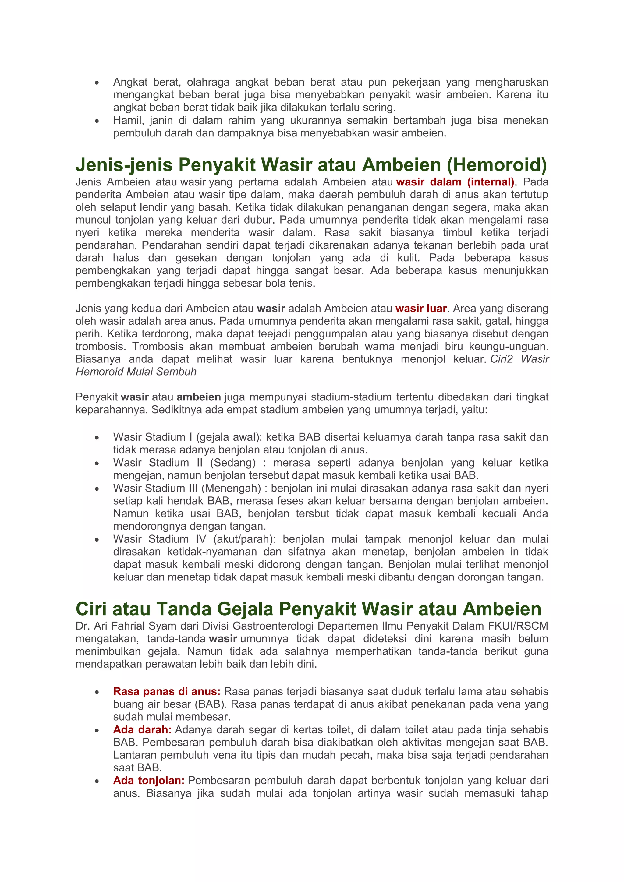 Ciri2 wasir hemoroid mulai sembuh | PDF