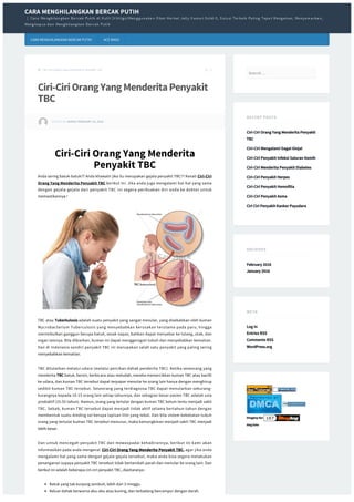 Ciri-Ciri Orang Yang Menderita Penyakit TBC | CARA MENGHILANGKAN BERCAK PUTIH | PDF