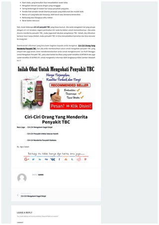 Ciri-Ciri Orang Yang Menderita Penyakit TBC | CARA MENGHILANGKAN BERCAK PUTIH | PDF