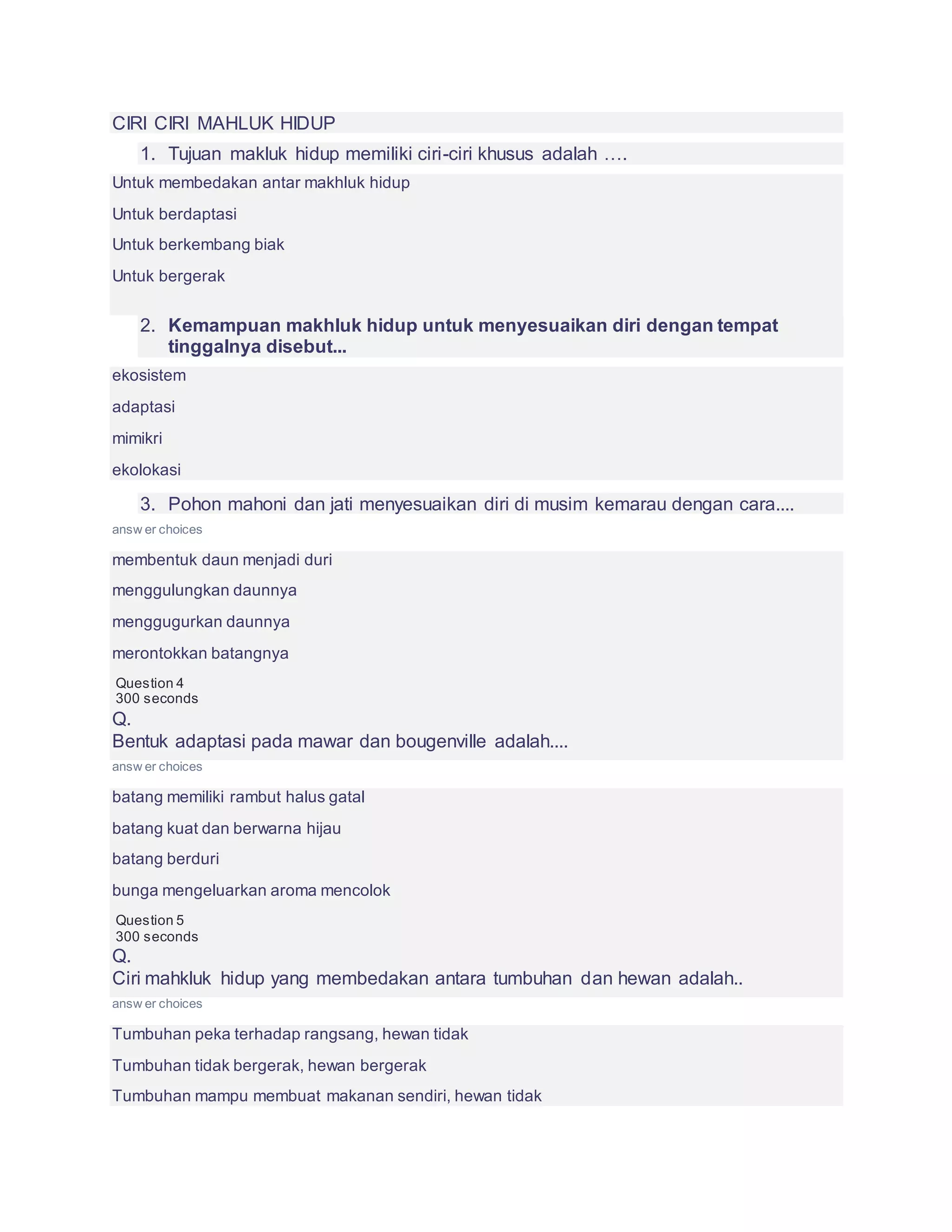 Ciri ciri mahluk hidup | PDF