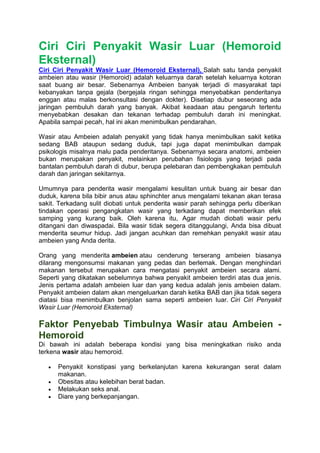 Ciri ciri penyakit wasir luar (hemoroid eksternal) | PDF