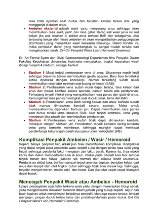 Ciri ciri penyakit wasir luar (hemoroid eksternal) | PDF