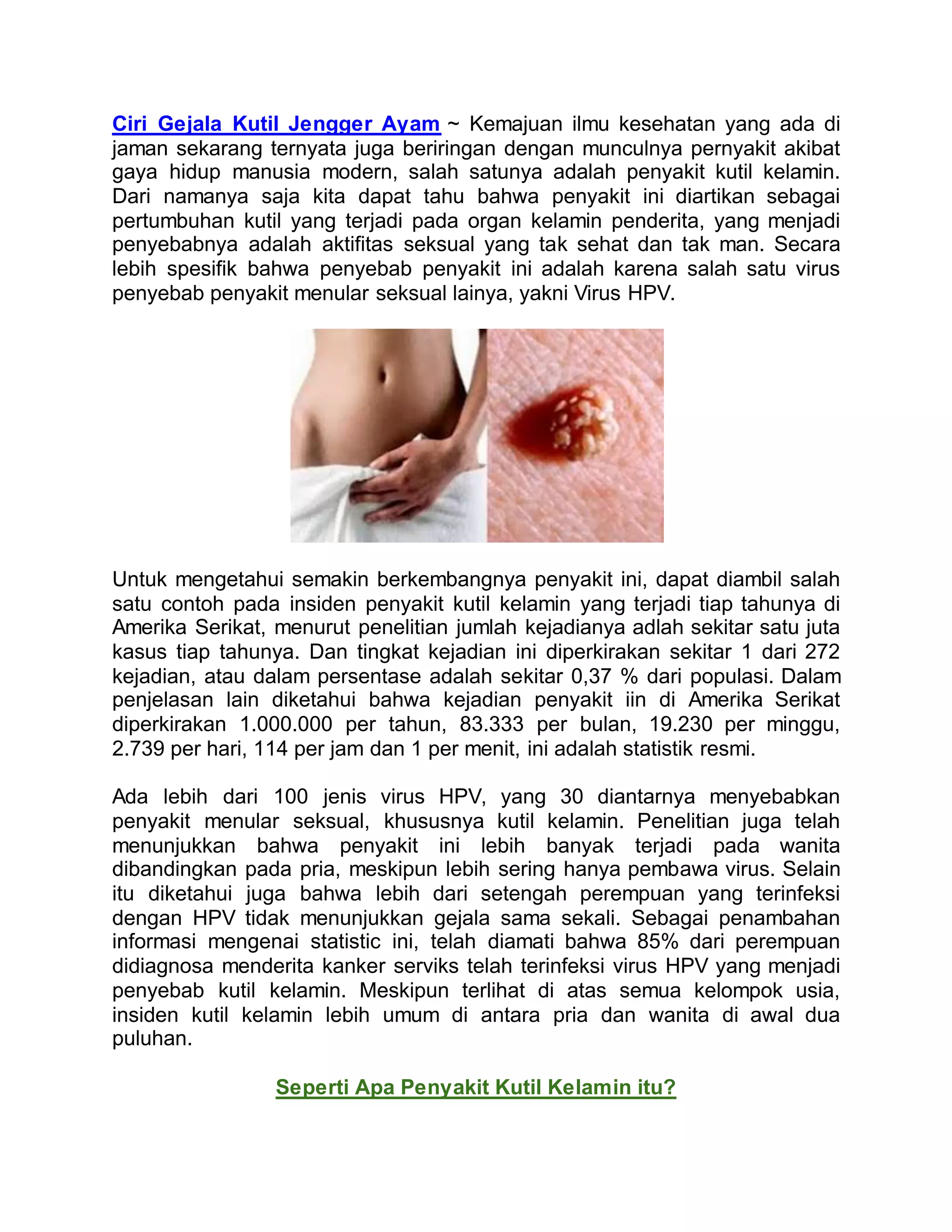 Ciri gejala kutil jengger ayam | DOCX