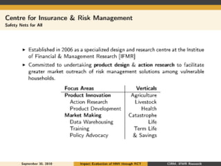 Cirm presentation impact evaluation of health microinsurance | PPT
