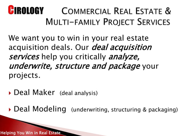 Deal Maker & Deal Modeling for Real Estate | PPT