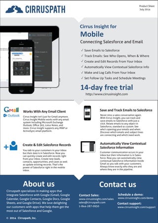 Cirrus Insight Mobile Product Sheet | PDF