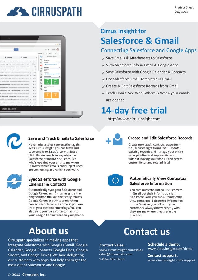 Cirrus Insight Product Sheet | PDF