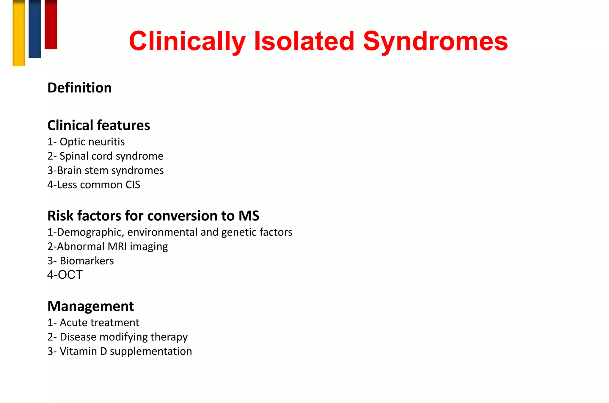 clinically isolated syndromes | PDF
