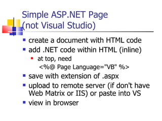 CIS 451: Introduction to ASP.NET