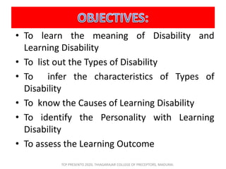 LEARNING DISABILITY AND ITS TYPES | PPTX