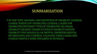 UNDERSTANDING THE DISABILITY | PPTX