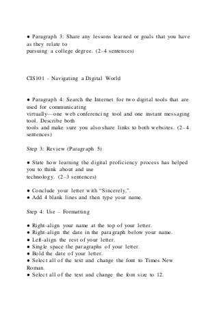 CIS101 - Navigating a Digital World Assignment 1 Usin | PDF