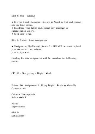 CIS101 - Navigating a Digital World Assignment 1 Usin | PDF