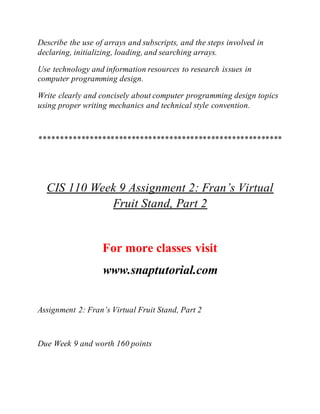 Cis 110 Enthusiastic Study - snaptutorial.com