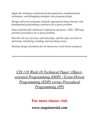 Cis 110 Enthusiastic Study - snaptutorial.com