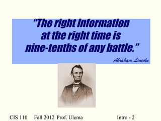 Cis110 lecture 01 intro to is | PPT | Computing | Technology & Computing