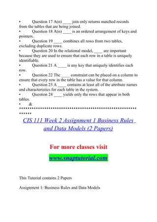 Cis 111 Education Organization / snaptutorial.com