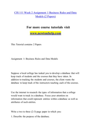 CIS 111 Focus Dreams/newtonhelp.com