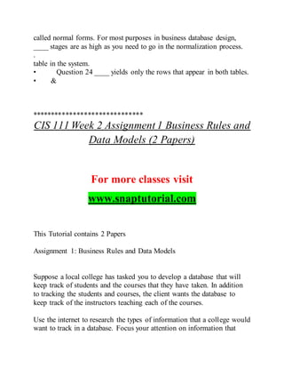 Cis 111 Education Redefined - snaptutorial.com