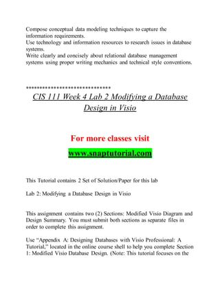 Cis 111 Education Redefined - snaptutorial.com