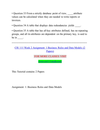 CIS 111 STUDY Become Exceptional--cis111study.com