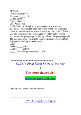 CIS 115 Exceptional Education - snaptutorial.com