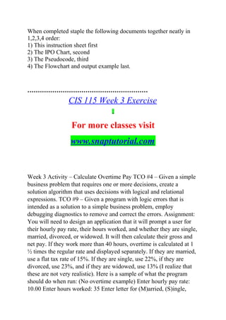 CIS 115 Exceptional Education - snaptutorial.com