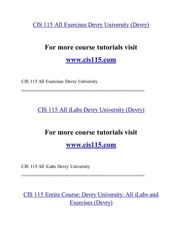 CIS 115 Achievement Education--cis115.com