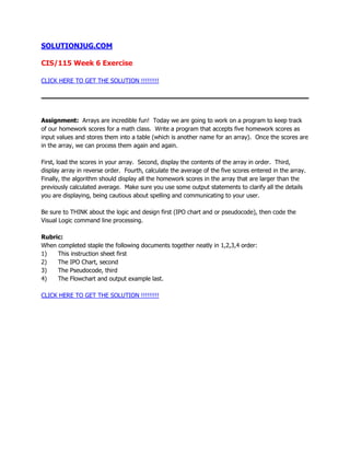 Cis 115 week 6 exercise | PDF