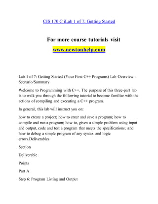 Cis 170 Extraordinary Success/newtonhelp.com | PDF