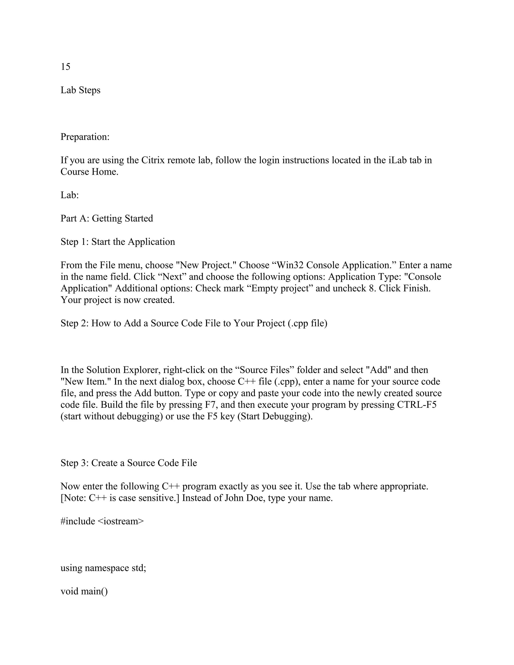 Cis 170 c ilab 1 of 7 getting started | PDF