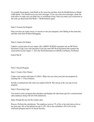 Cis 170 c ilab 1 of 7 getting started | PDF