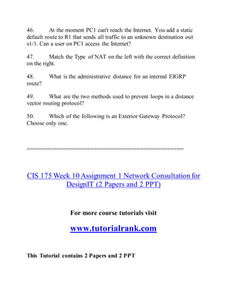 CIS 175 Inspiring Innovation/tutorialrank.com | Computer Networking | Computing