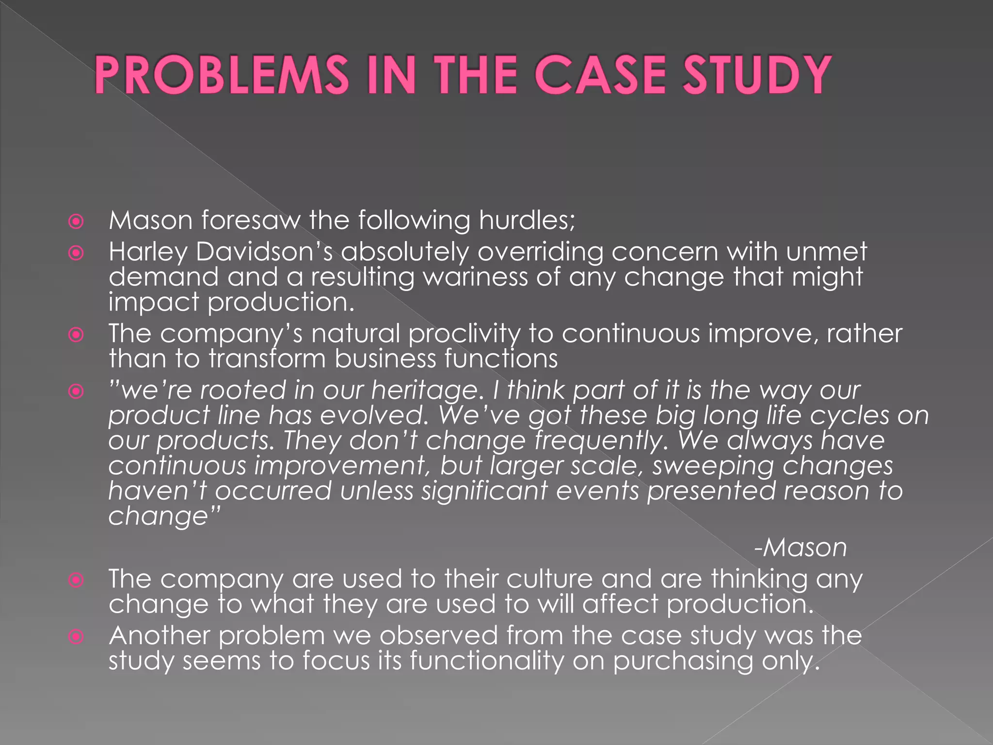 HARLEY DAVIDSON CASE STUDY SOLUTION | PPTX